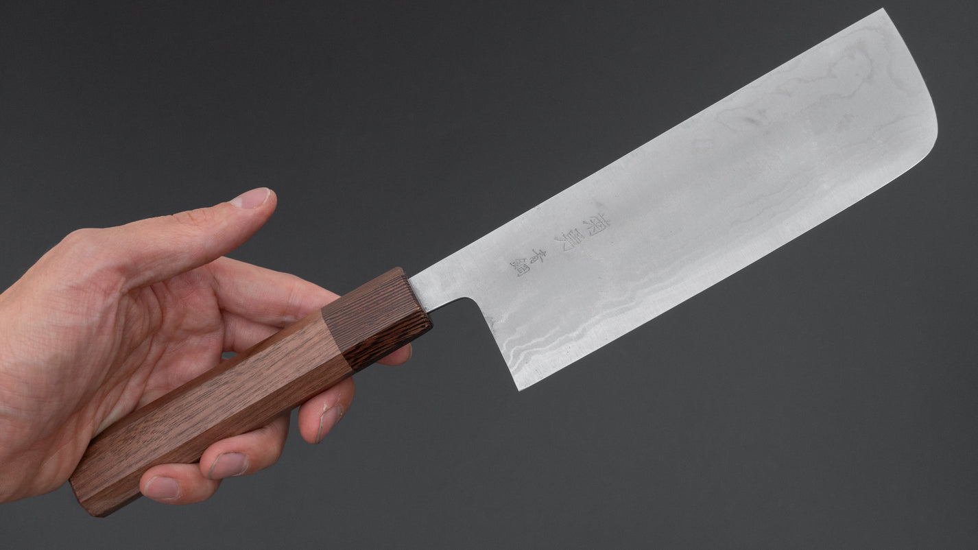 Morihei Kikuyu Blue #2 Damascus Nakiri 165mm Walnut Handle – HITOHIRA